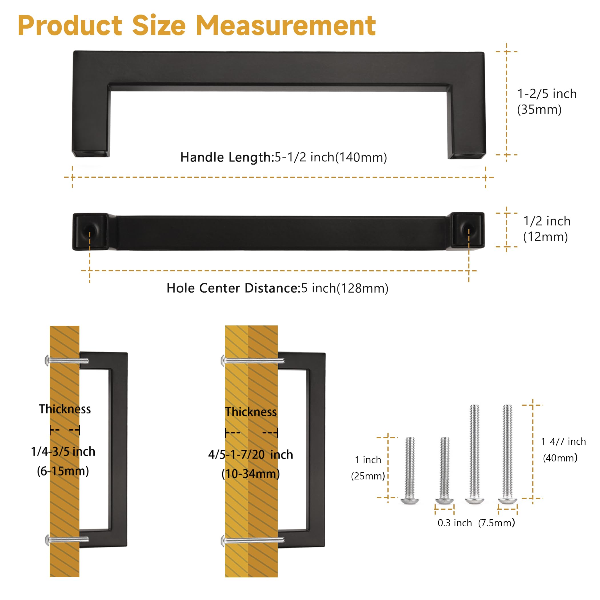 Snapklik.com : Vervida Cabinet Handles Matte Black Cabinet Pulls ...