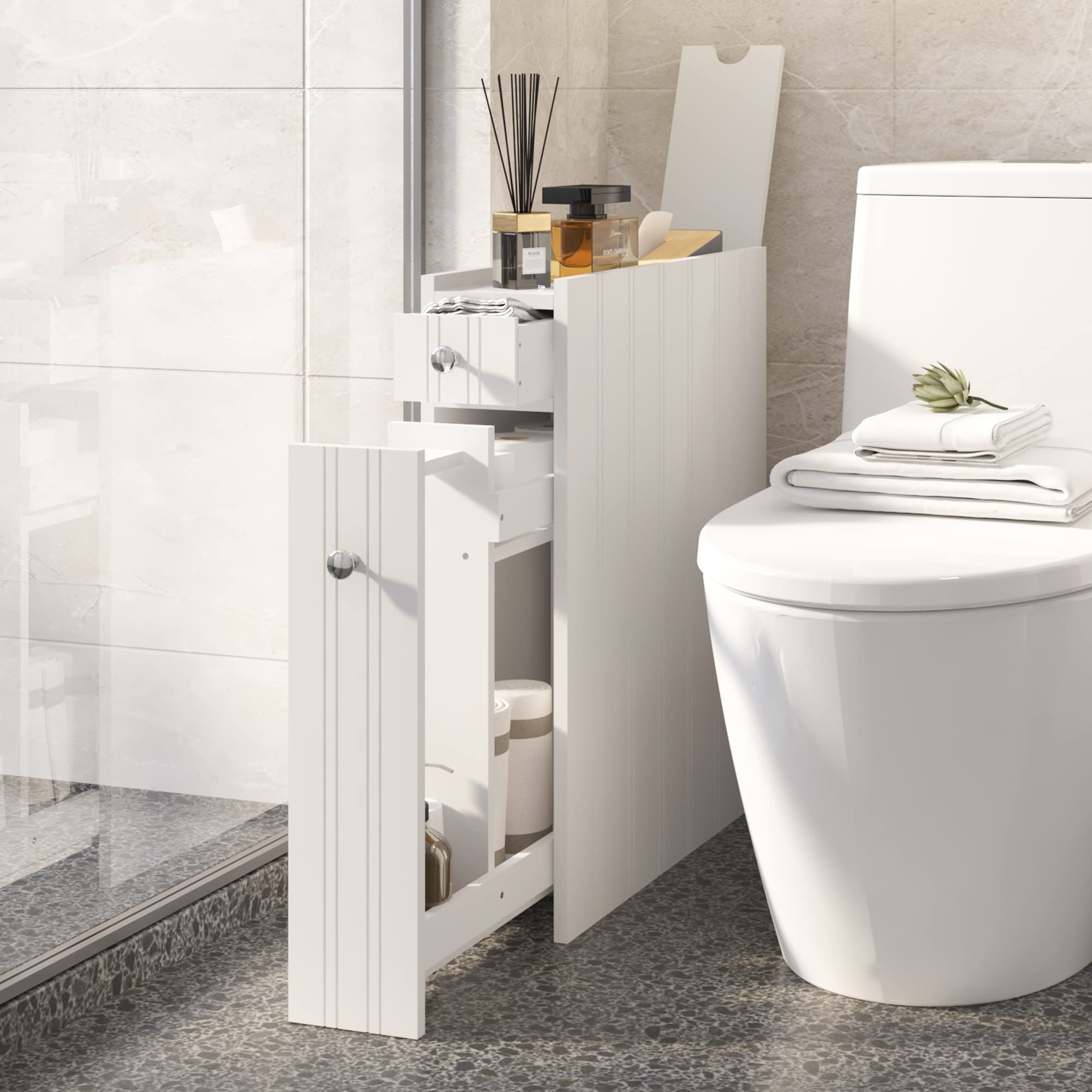 Snapklik.com : Soges Bathroom Storage Cabinet, Beside Toilet Cart