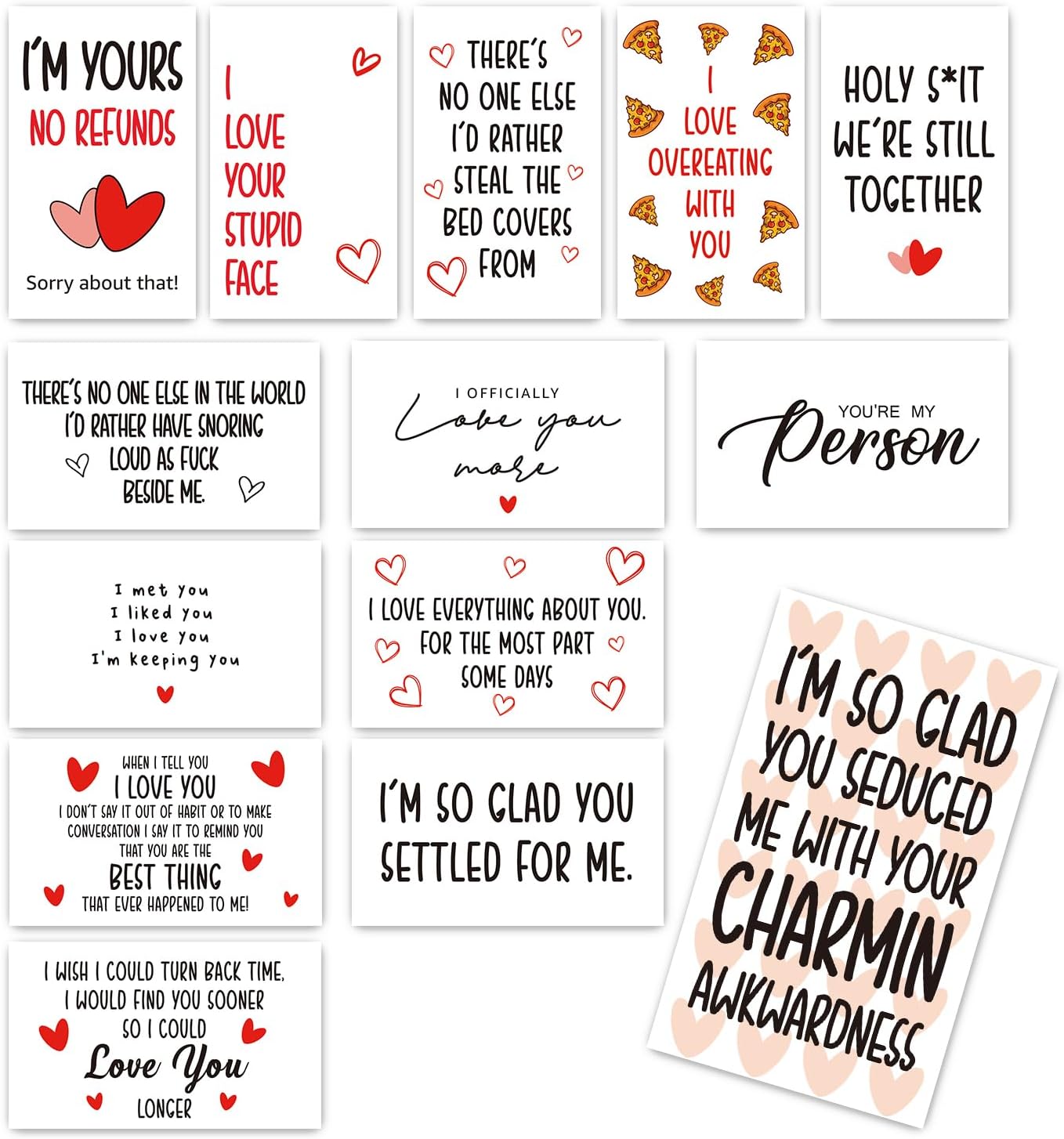 Amazon.com : BSIKAIK 14 Funny Mini Love Notes Cards Valentines Cards ...