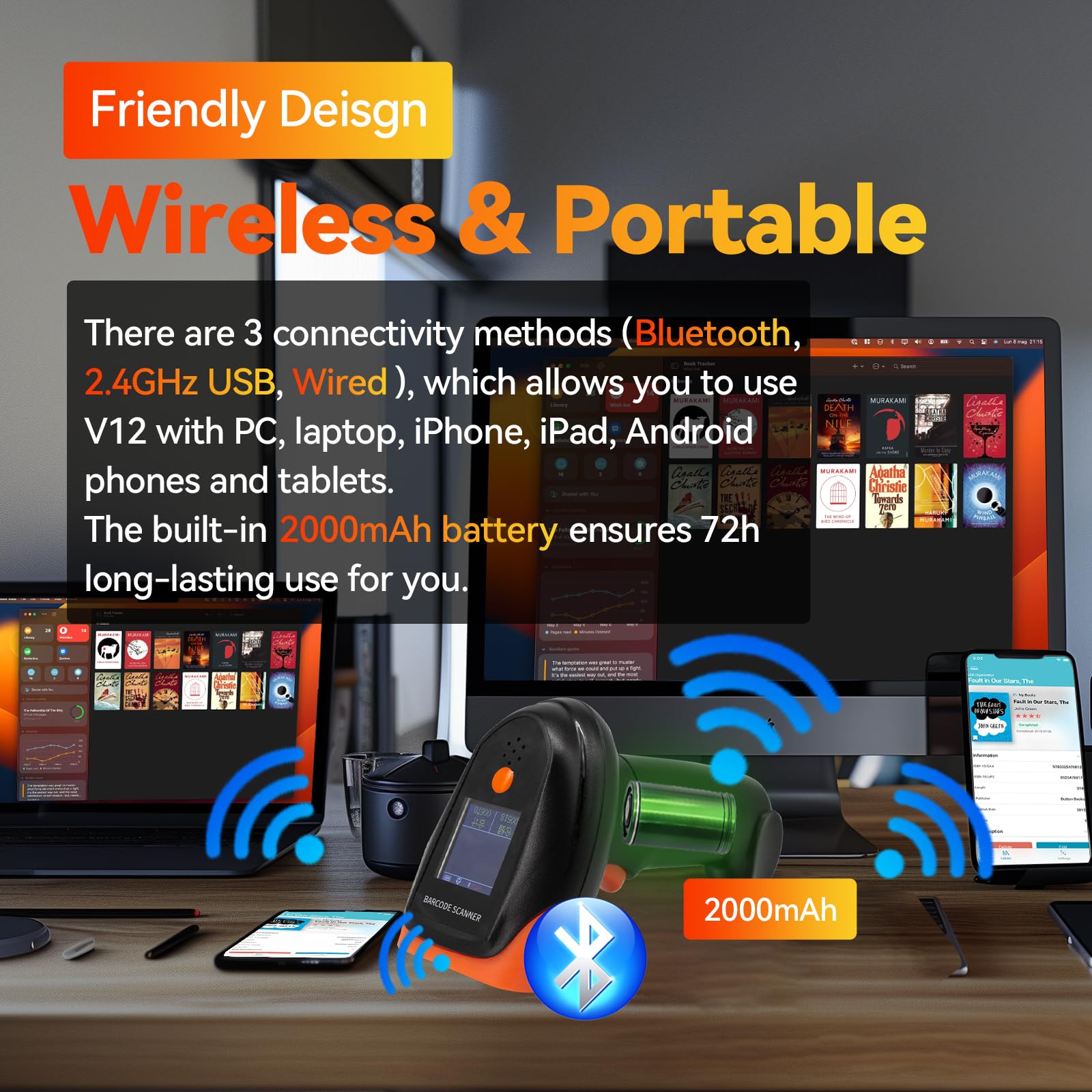 Snapklik.com : KILOGOGRAPH Bluetooth QR Code Scanner - Book Scanner For ...