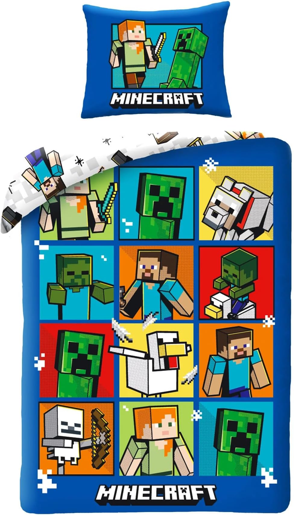 Jay Franco Minecraft Creeper Doodle 100% Cotton Single Duvet Cover Set ...