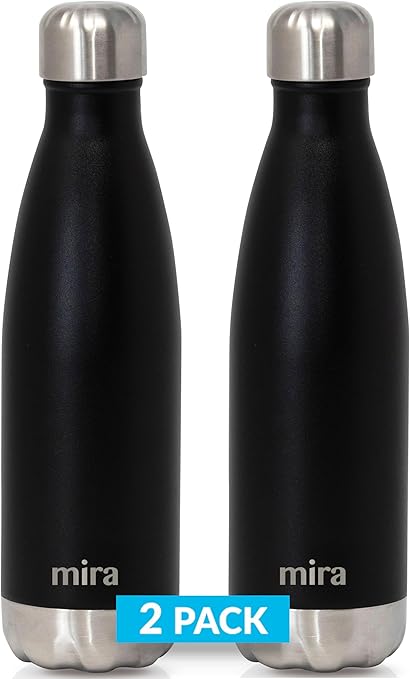 Amazon.com: MIRA 2 Pack 17 oz Insulated Water Bottle - Stainless Steel ...