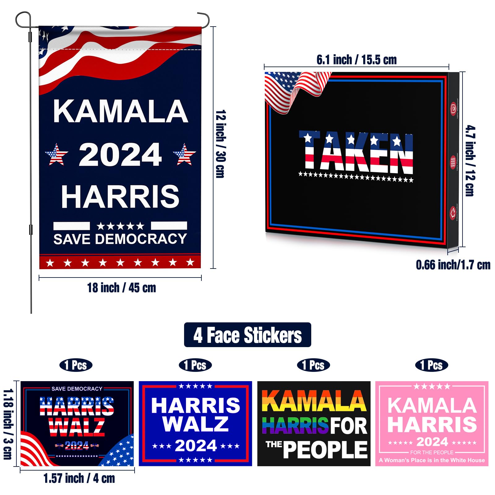 Snapklik.com : TAKEN Harris Waltz Yard Sign, Kamala 2024 Garden Flag ...