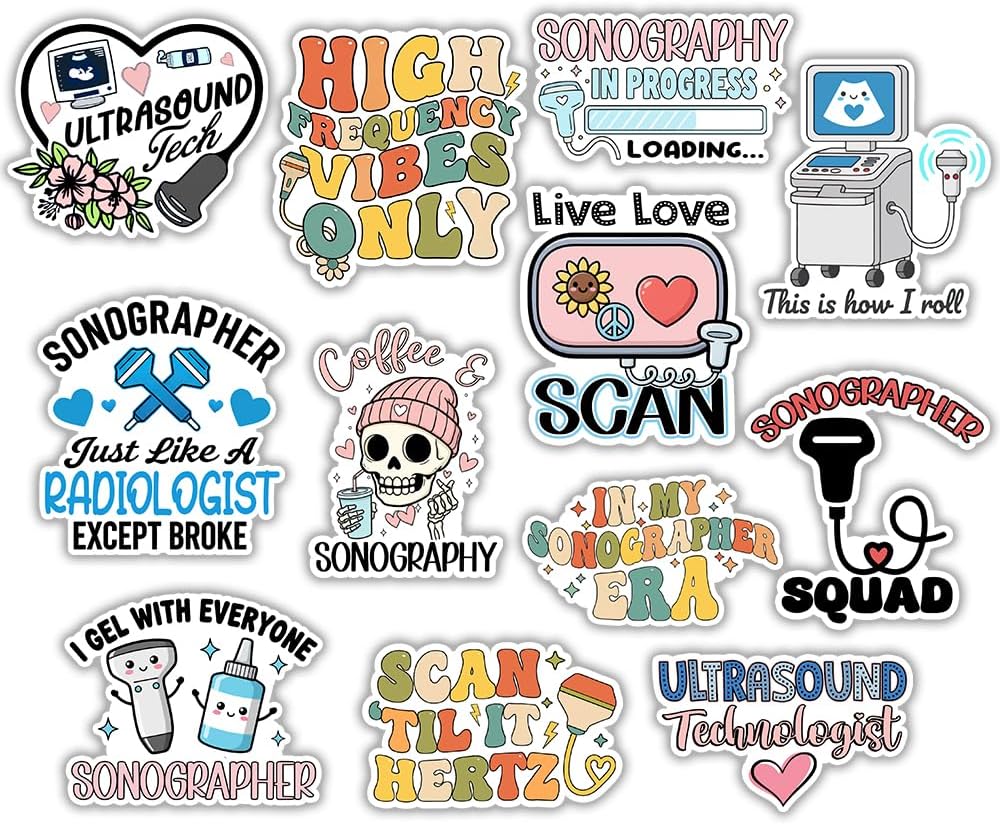 Amazon.com - MAIANEY (12Pcs, 3in) Sonographer Sticker Pack for ...