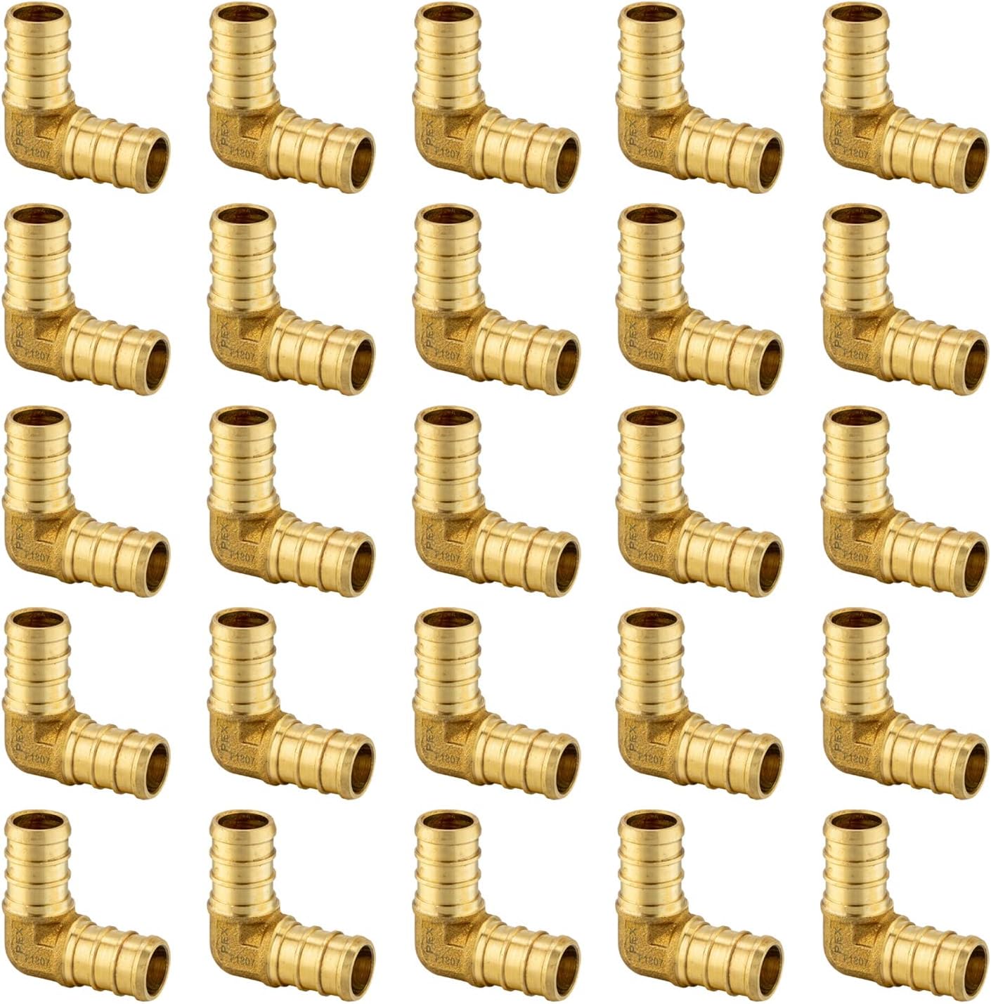 Amazon.com: 25 Pieces XFITTING 1/2" Pex Elbow, Brass Crimp Fittings ...