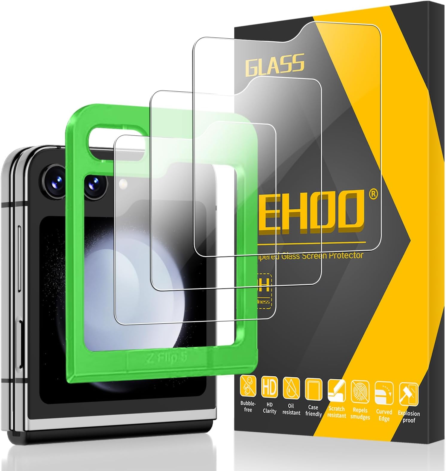 JZG 3 Pack Front Screen Protector for Samsung Galaxy Z Flip 5 Tempered ...