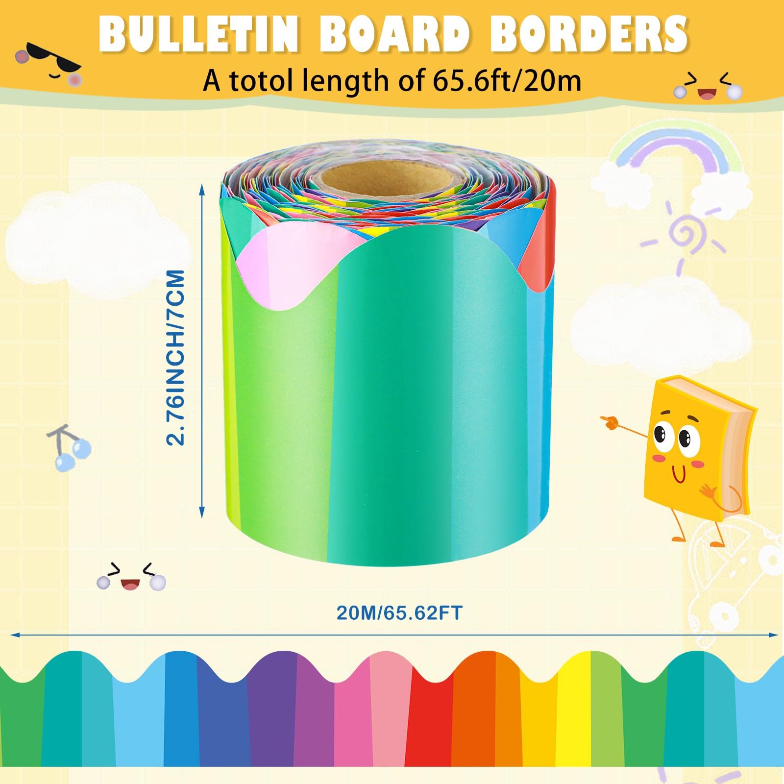 Snapklik.com : Yexiya Colorful Bulletin Board Borders Rainbow Scalloped ...