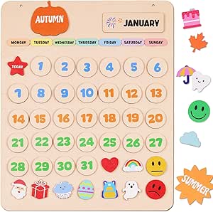 Wooden Perpetual Calendar Montessori Calendar to Learn Seasons Months ...