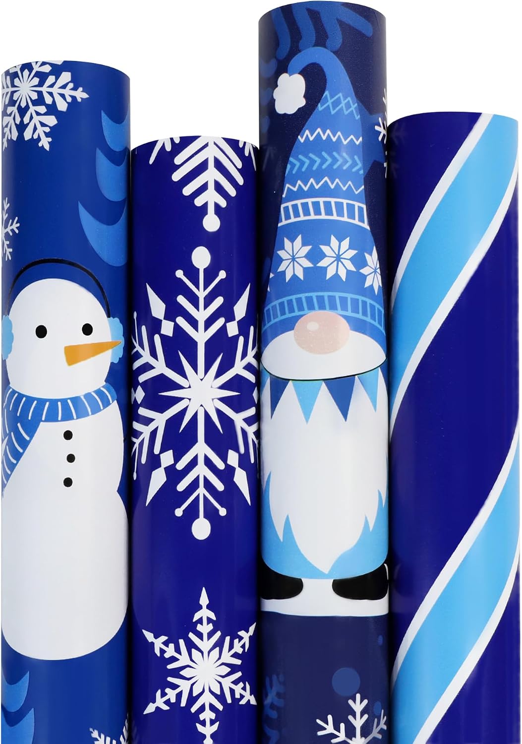 Amazon.com: 17 inch wide Blue & White Christmas Wrapping Paper - 4 ...