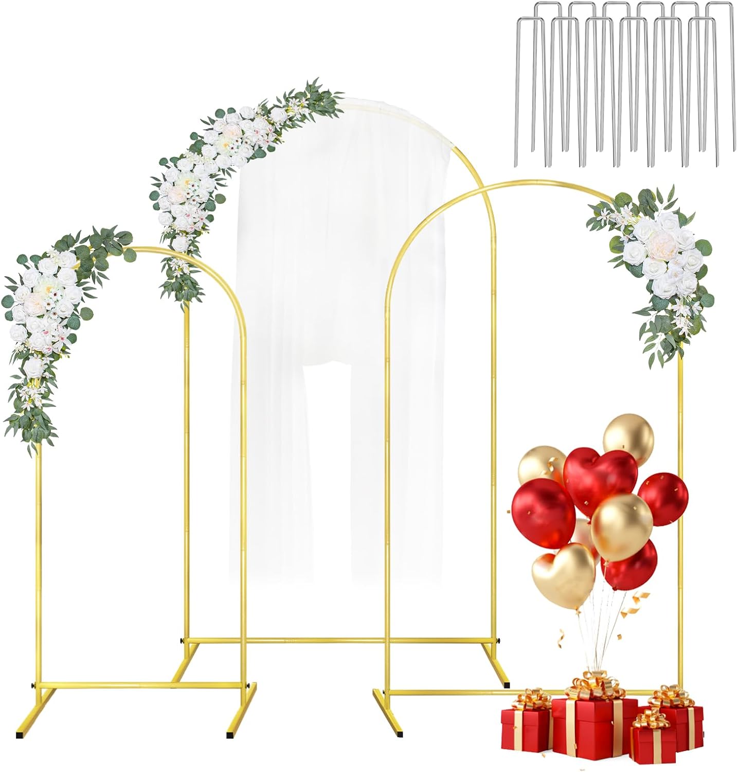 Amazon.com: GILPWA Wedding Arch Backdrop Stand 7.2FT, 5.9FT, 5.9FT Set ...