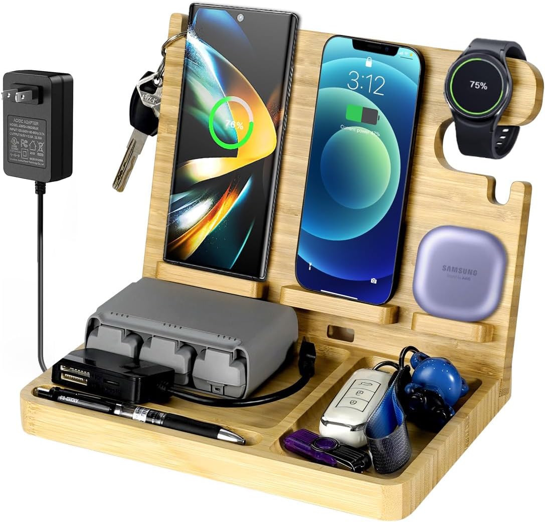 Amazon.com: Wood Phone Docking Station,Mens Nightstand Organizer ...