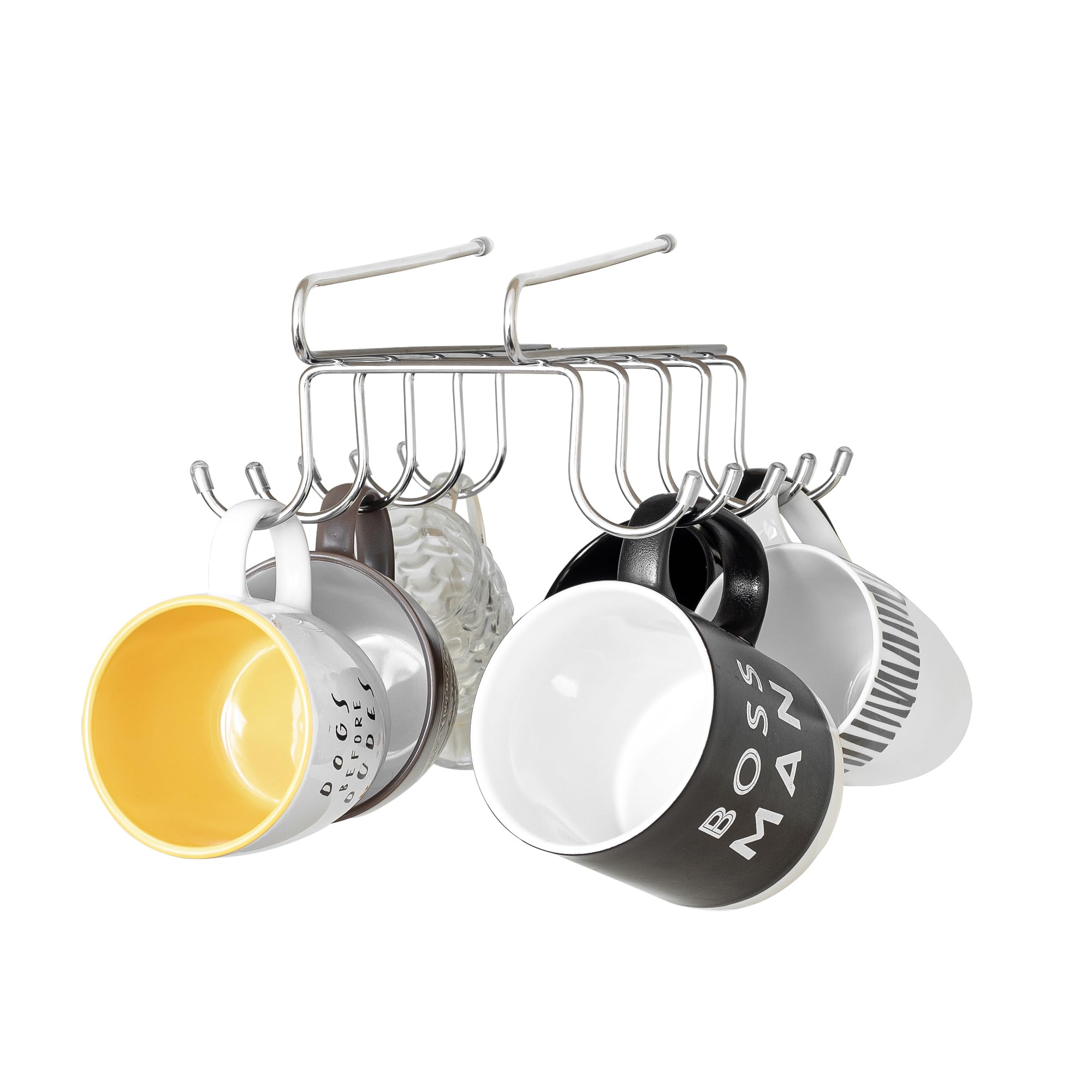 Innoteck Essentials Mug and Cup Hanging Rack with 10 Hooks - Under ...