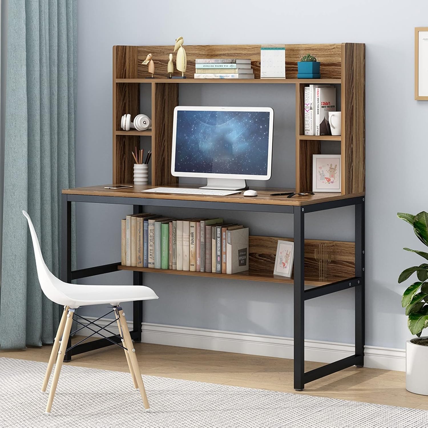 Amazon.com: absuyy Computer Desk with Hutch, 47 Inch Home Office Desk ...
