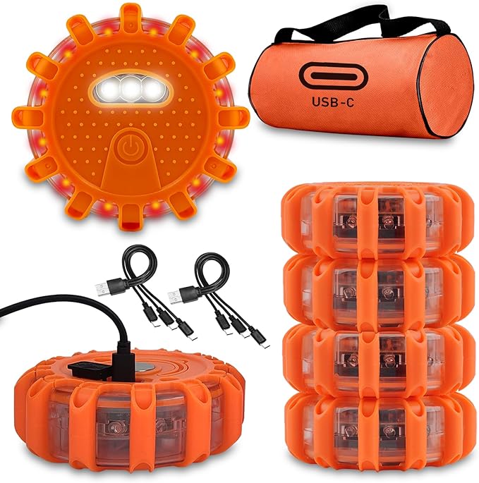 Amazon.com: Ecoangel USB-C Rechargeable LED Road Flares Emergency ...