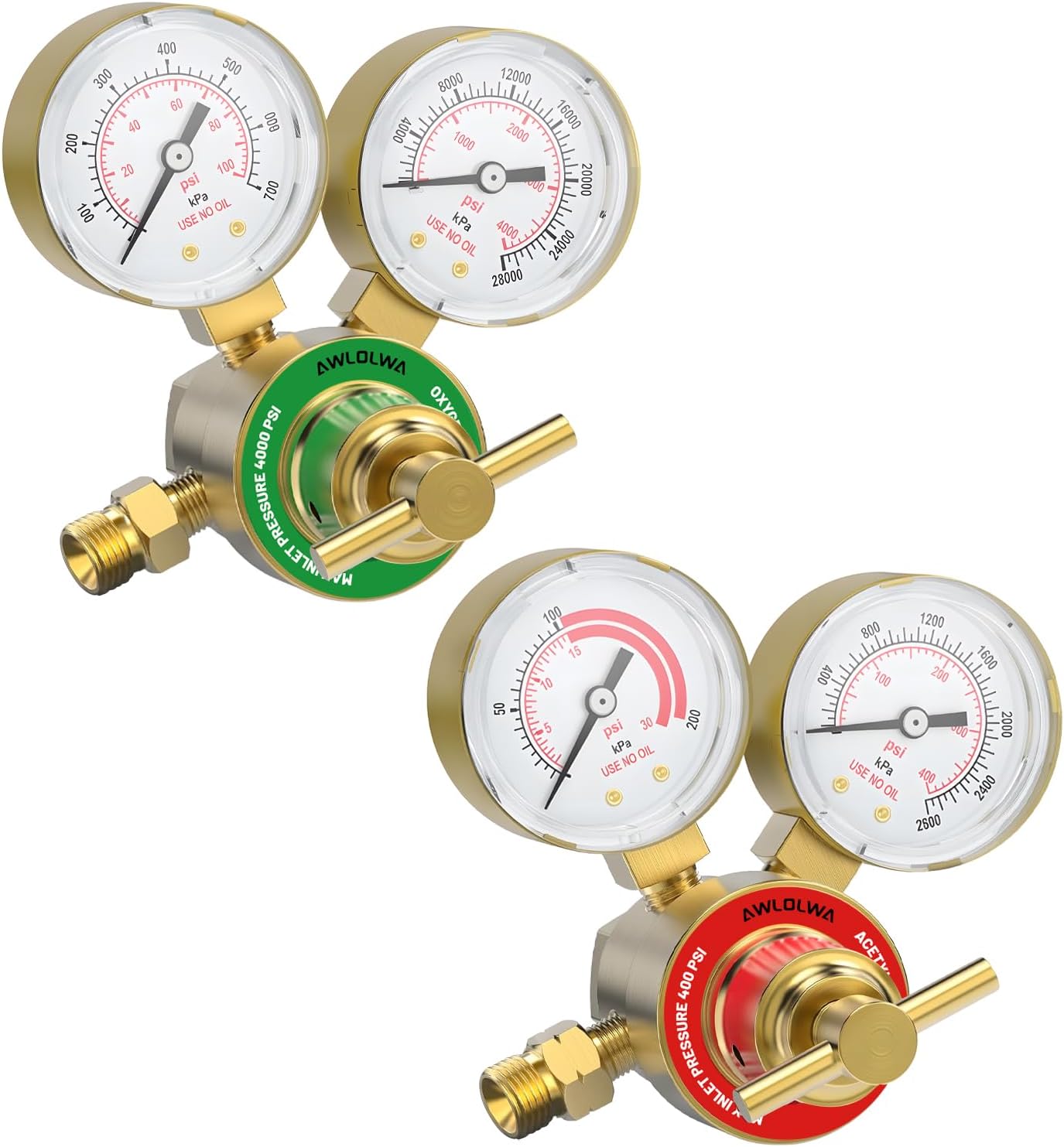 YaeTek Oxygen and Acetylene Regulators with Dual Gauge, Acetylene ...