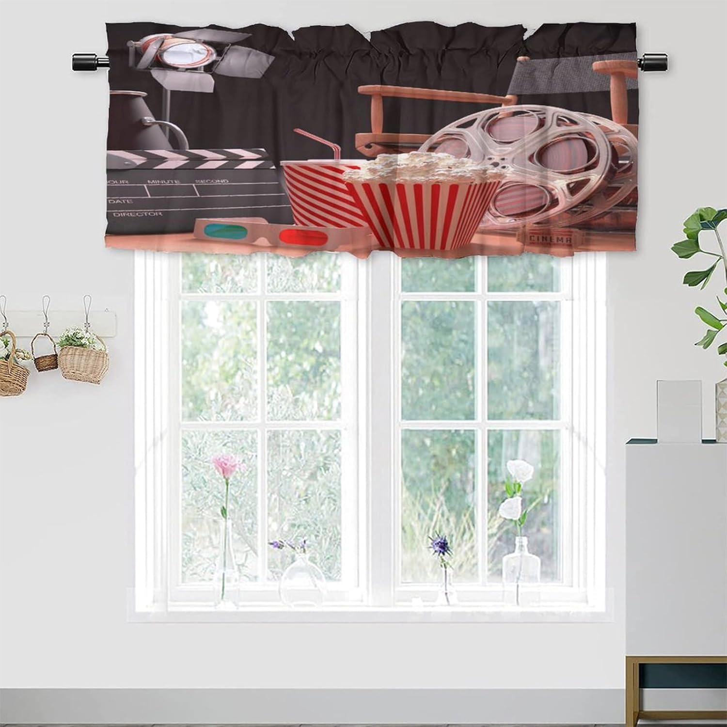 Amazon.com: Abstract Modern Movie Theater Rod Pocket Valance Curtains ...