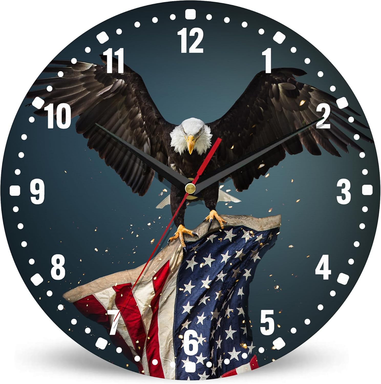 Amazon.com: SPUNKER America Flag Eagle Wall Clocks,Patriotic Bald Eagle ...