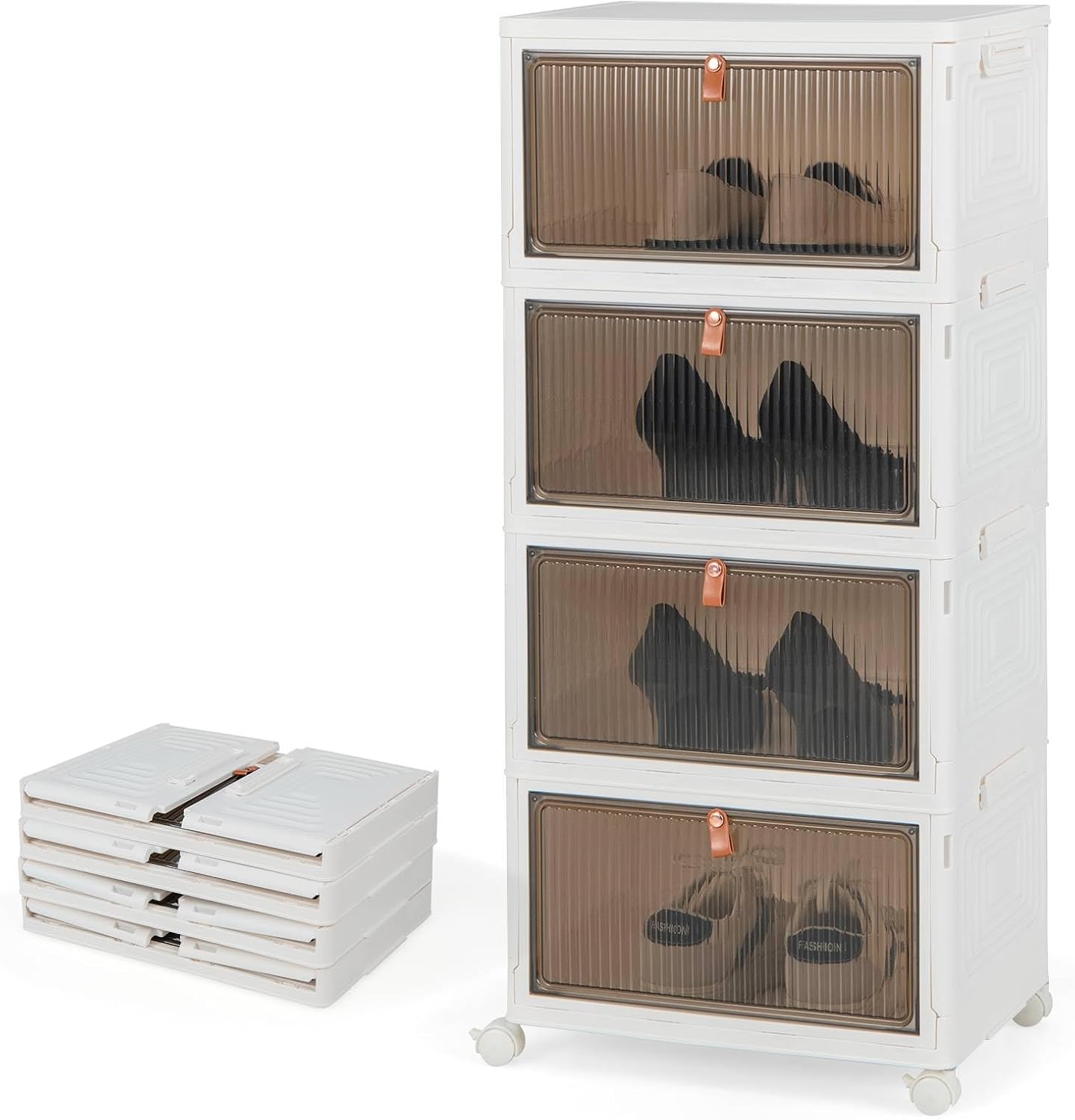 Multigot Foldable Shoe Storage Box, 3/4/6 Tier Stackable Shoe Organizer ...