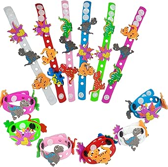 Amazon.com: 6 Pack Dinosaur Wristbands for Kids Party Favors Dinosaur ...