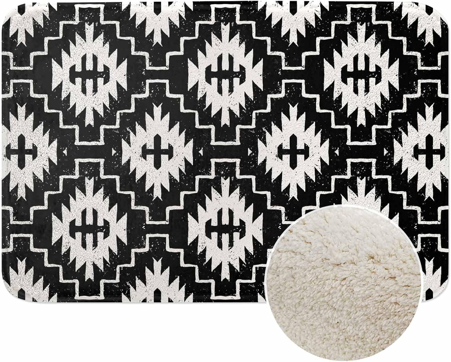 Amazon.com: AOYEGO Black and White Aztec Bath Mat for Bathroom Ethnic ...