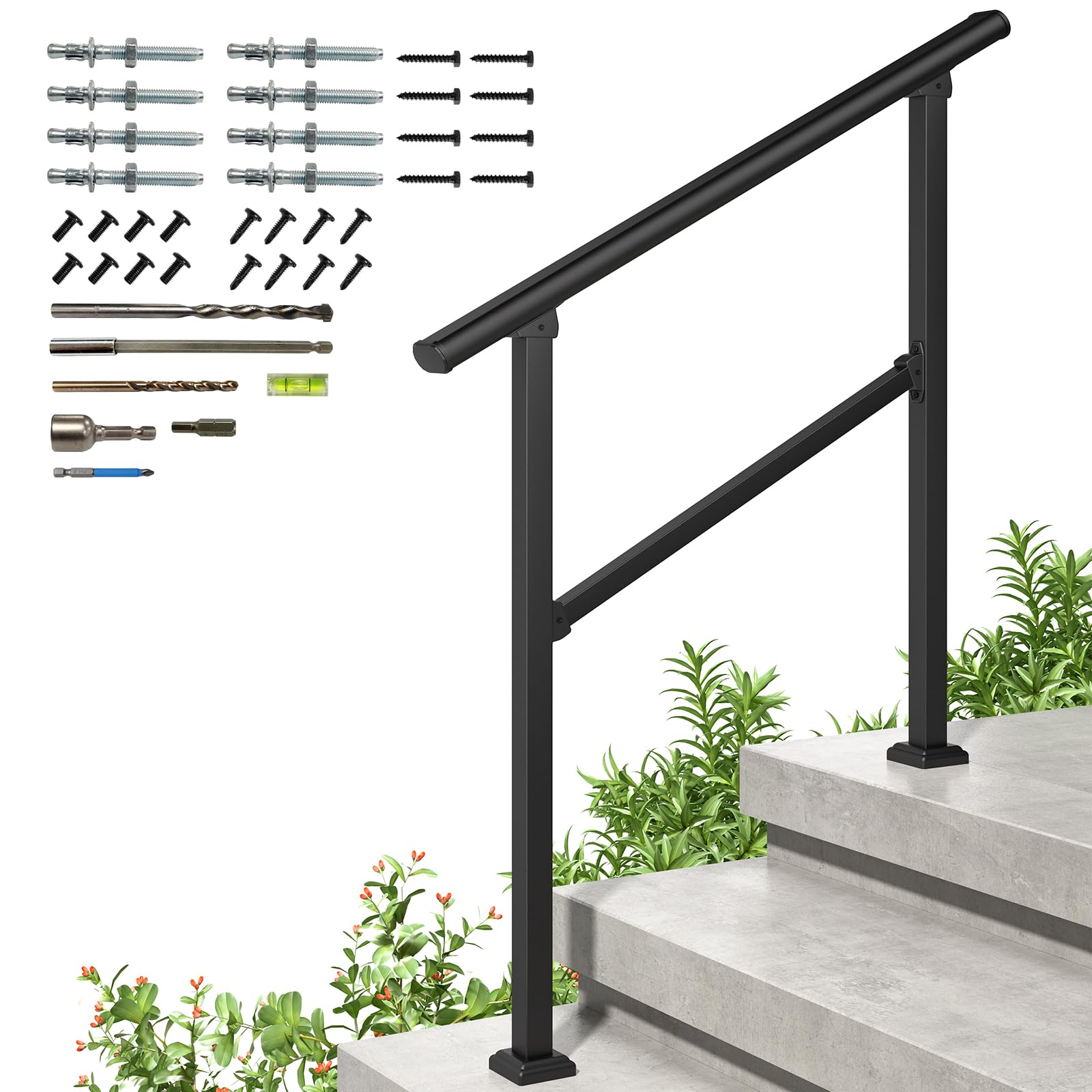 Snapklik.com : ROOMTEC 3 Step Handrails For Outdoor Steps, Safety ...