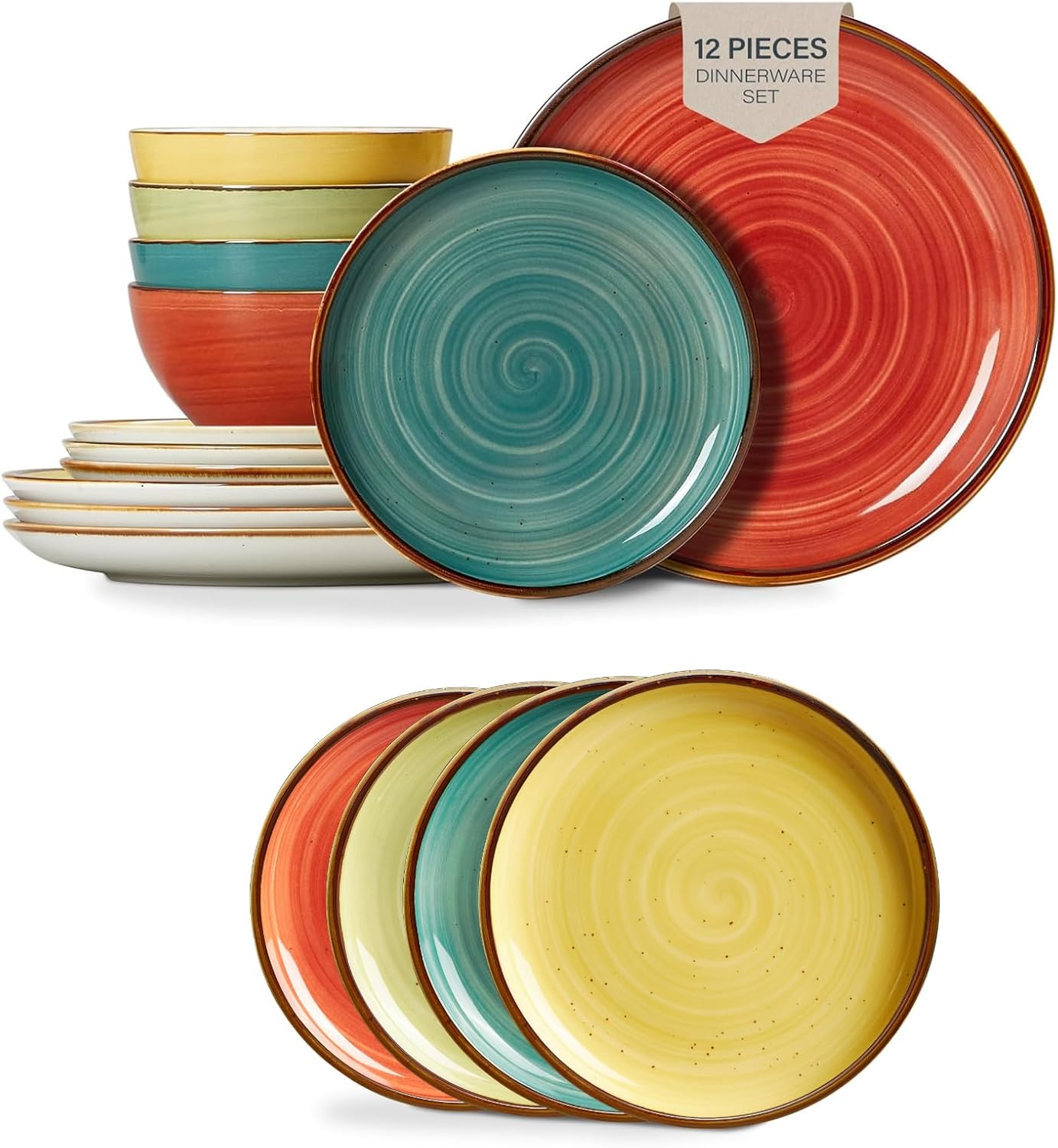 Amazon.com | ONEMORE Porcelain Dinnerware Set and Salad Plates Bundle ...
