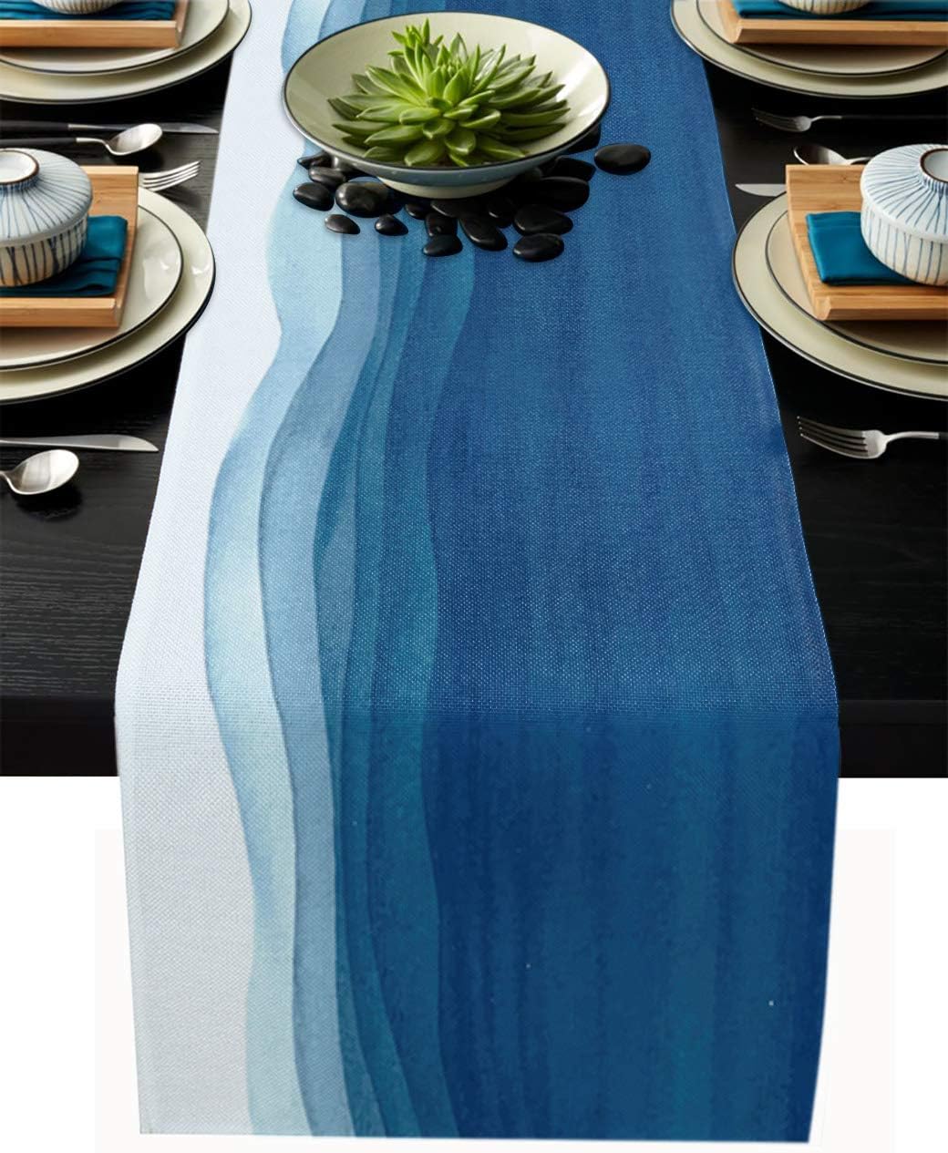 Amazon.com: Summer Table Runners 13X72 Inches Long, Blue White ,Cotton ...