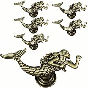 6packs Mermaid Cabinet Pulls Zinc Alloy Handle Door Drawer knob Dresser ...