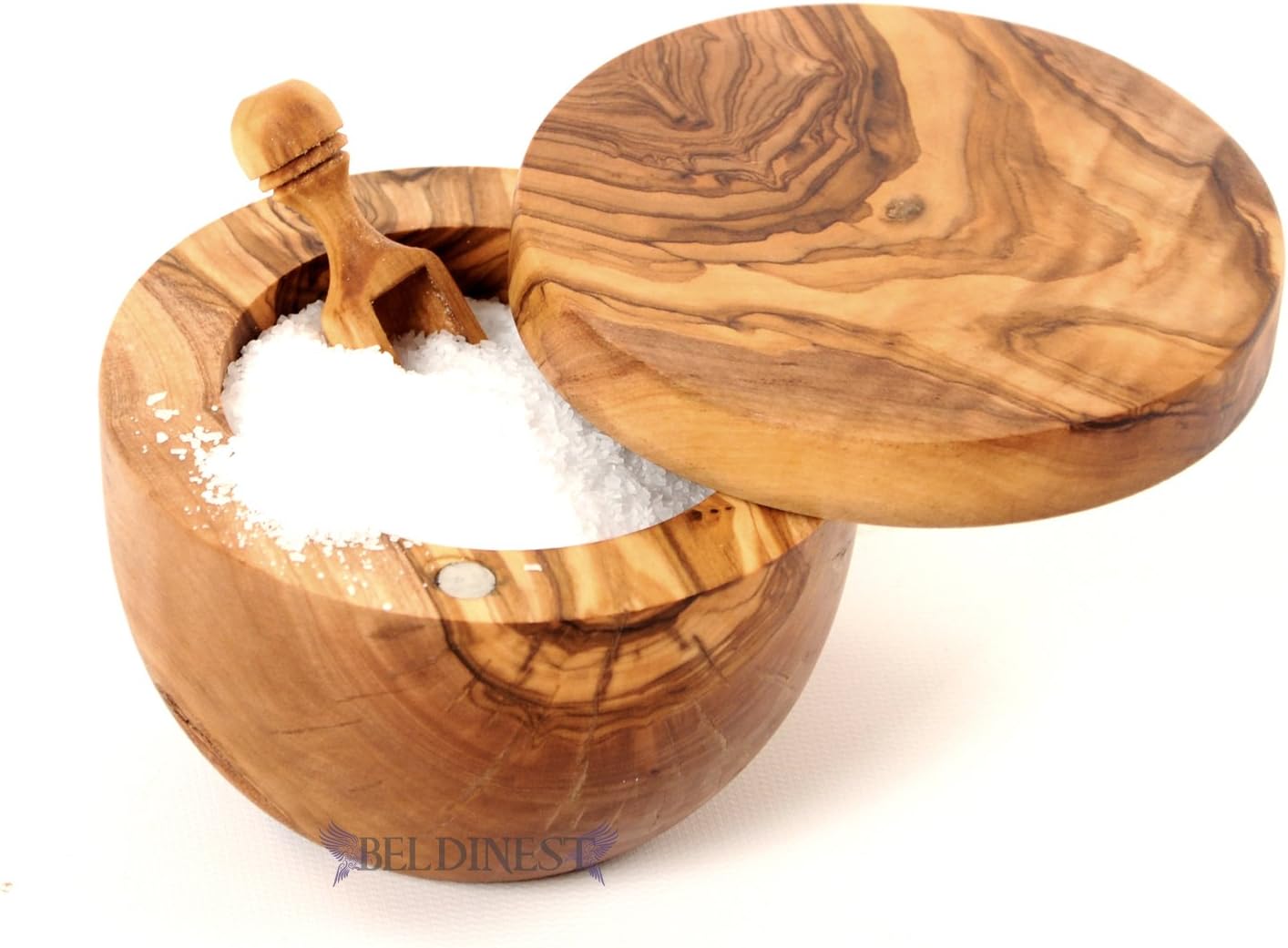 Amazon.com: BeldiNest Olive Wood Salt Keeper - Handmade Wooden Salt ...