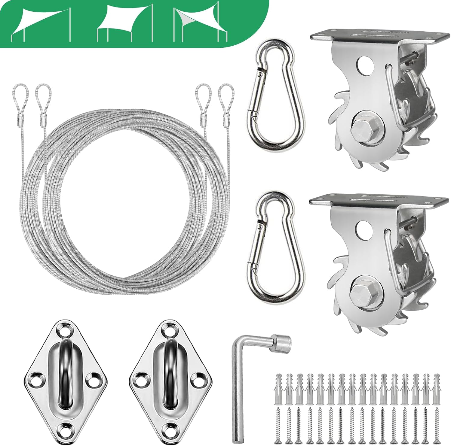 Amazon.com: Coolyard Shade Sail Hardware Kit Ratchet Winch Set Cable ...