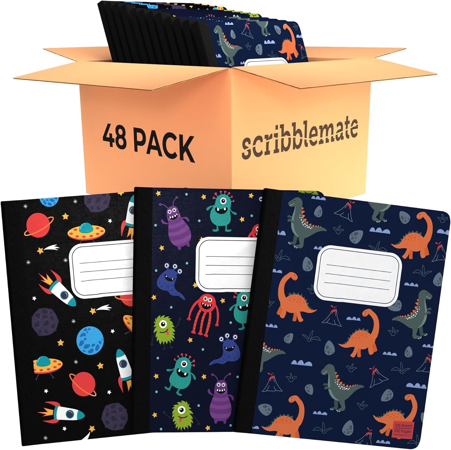 Amazon.com : ScribbleMate Cute Composition Notebook Wide Ruled, Bulk ...