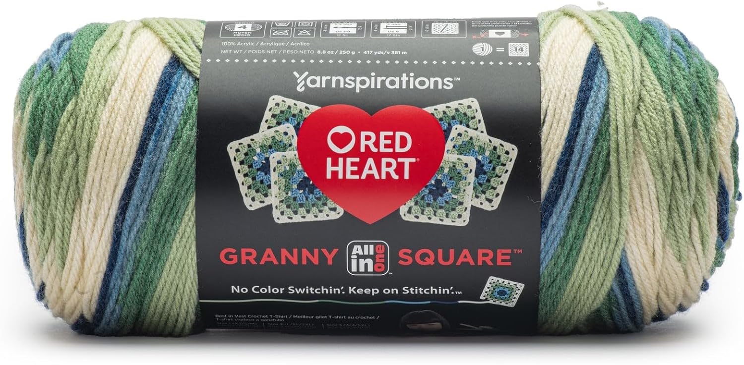 Amazon.com: Red Heart All in One Granny Square-Aran - Lily Pad