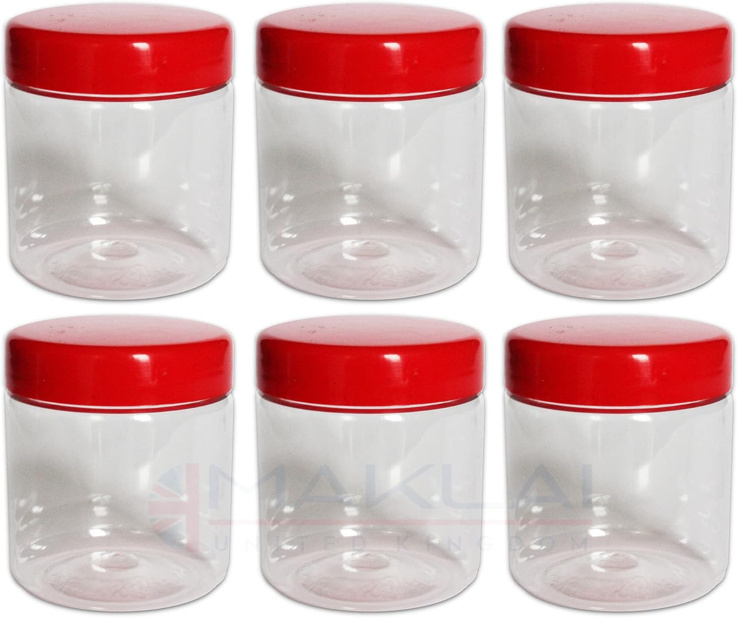 MKR PET Jars Transparent Plastic Storage Containers With Red Screw Top ...