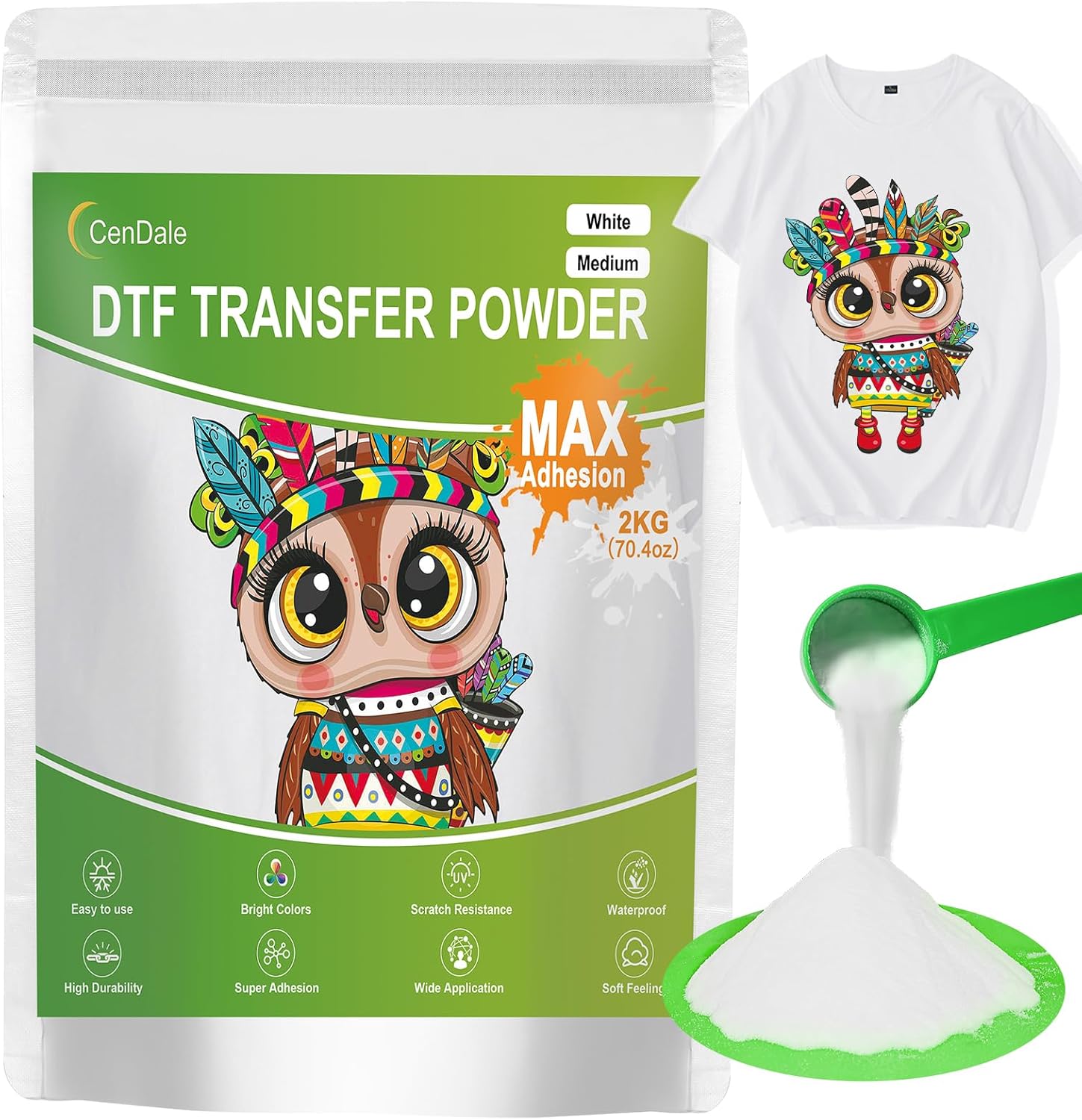 Amazon.com: CenDale 2KG/70.4OZ White DTF Transfer Powder: Hot Melt Adhesive Digital DTF Powder ...
