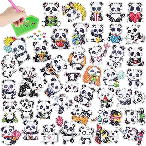 Amazon.com: PICNICFUN Diamond Stickers for Kids,30 PCS 5D DIY Panda ...