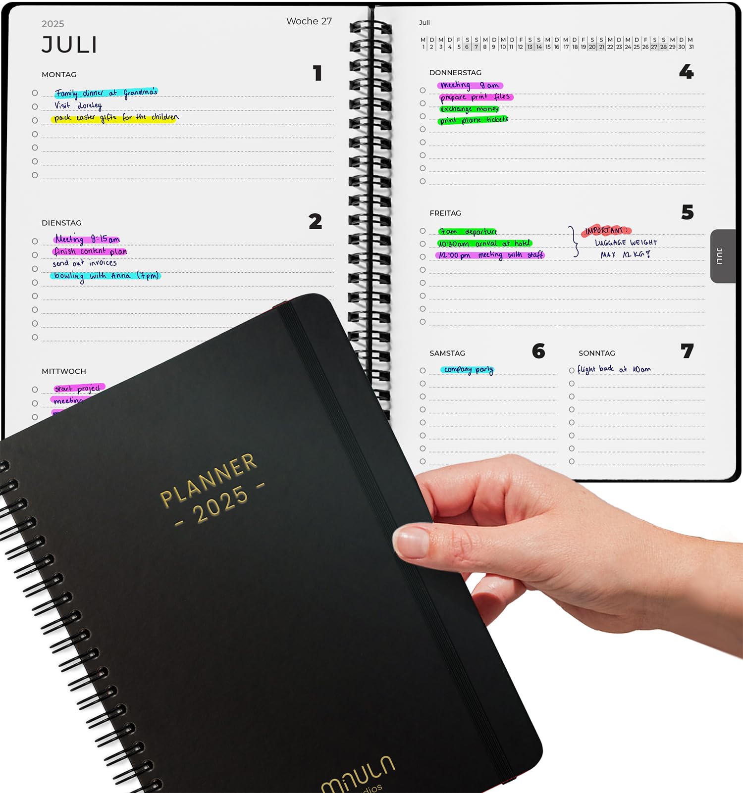 Buy Milula StudiosA5 Diary 2025 - Book A5 2025 Golden Details - For ...