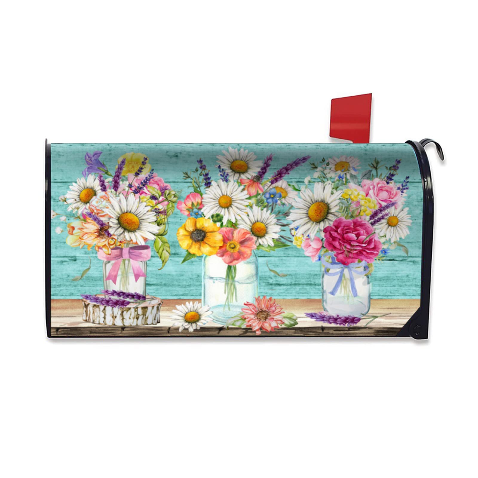 Amazon.com: Spring Floral Mailbox Cover, Floral Jars Rustic Magnetic ...