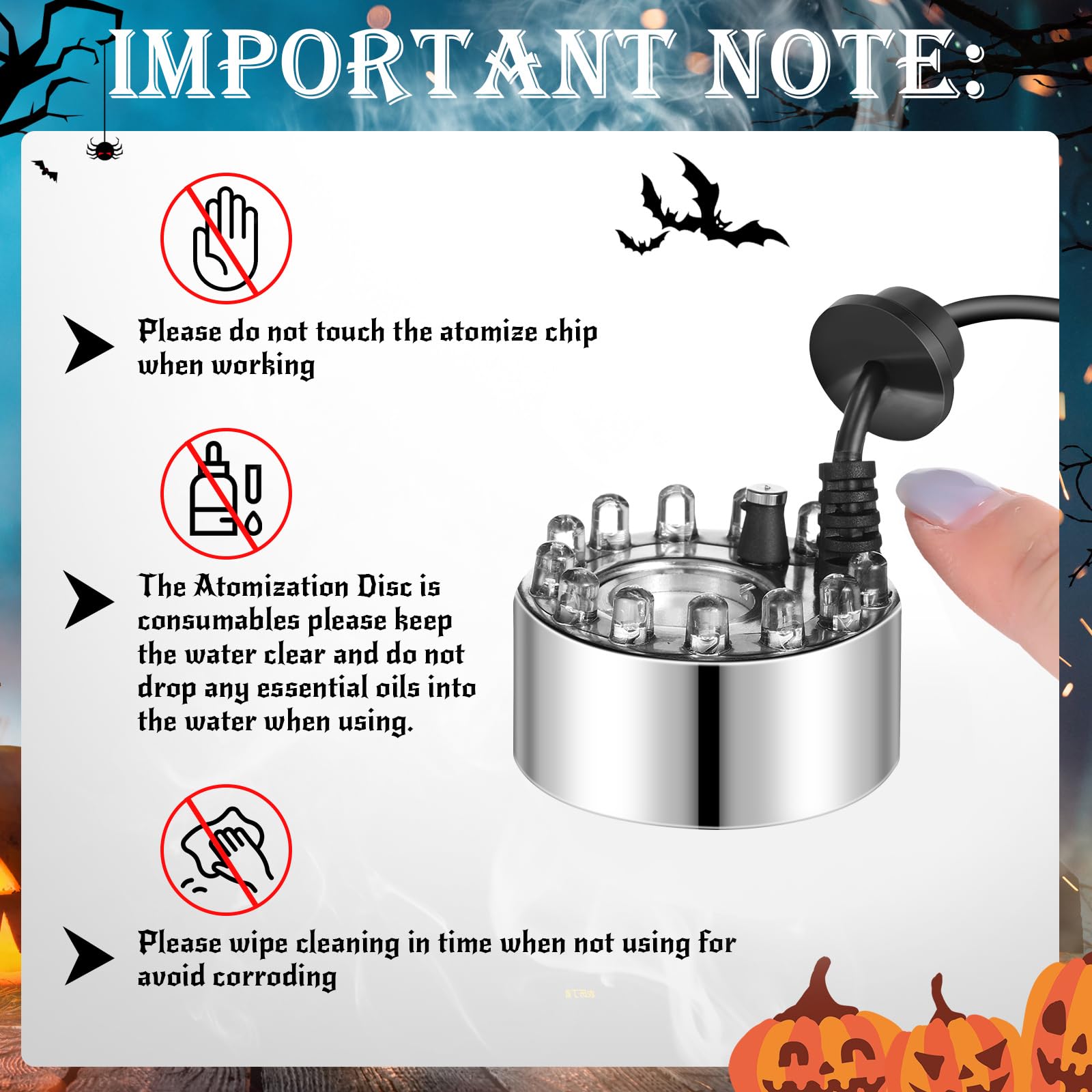 Copkim 4 Pcs Halloween Ultrasonic Mist Maker Fogger — 12 LED Water ...