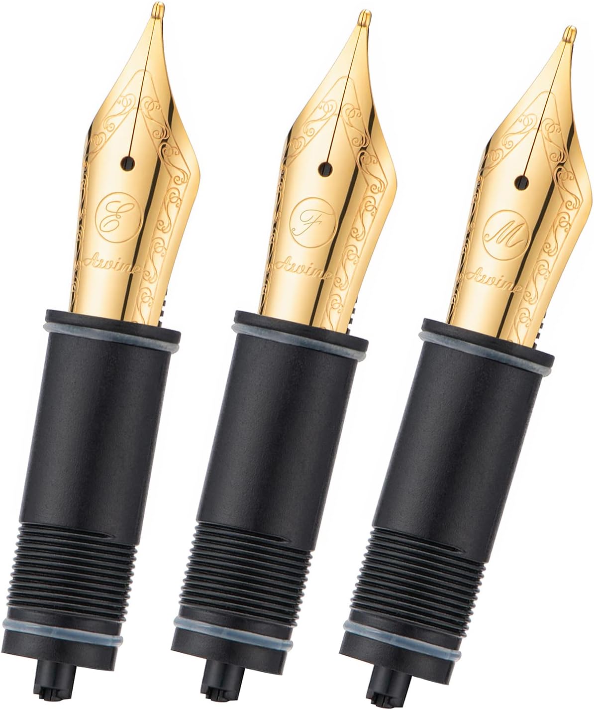 Asvine 3 PCS Fountain Pen Replaced Nibs, #6 Gold Plated EF/F/Medium Nib ...