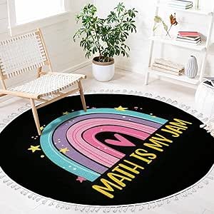 Amazon.com: Round Boho Area Rug Math Teacher Rainbow Leopard Math is My ...