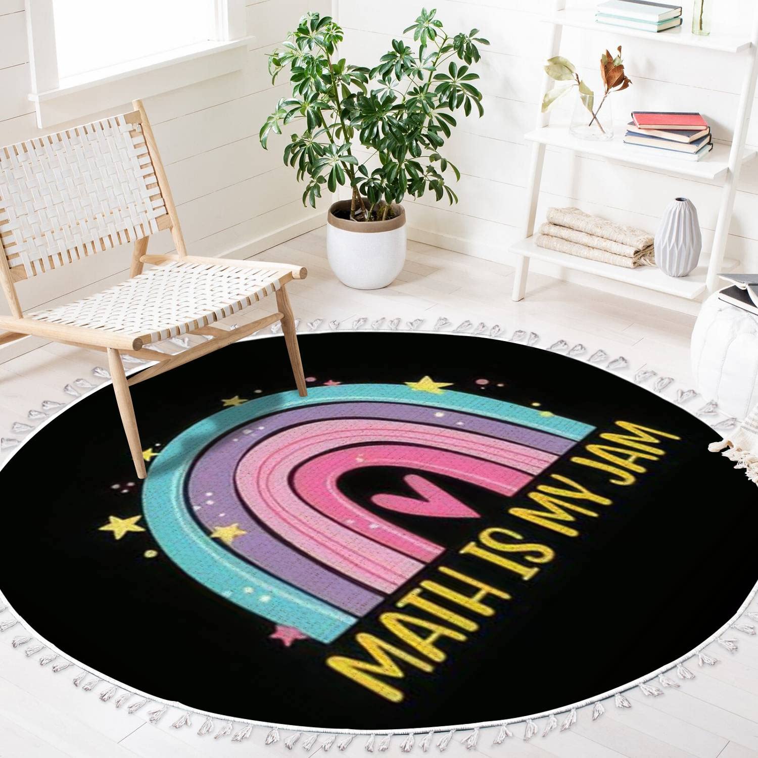Amazon.com: Round Boho Area Rug Math Teacher Rainbow Leopard Math is My ...