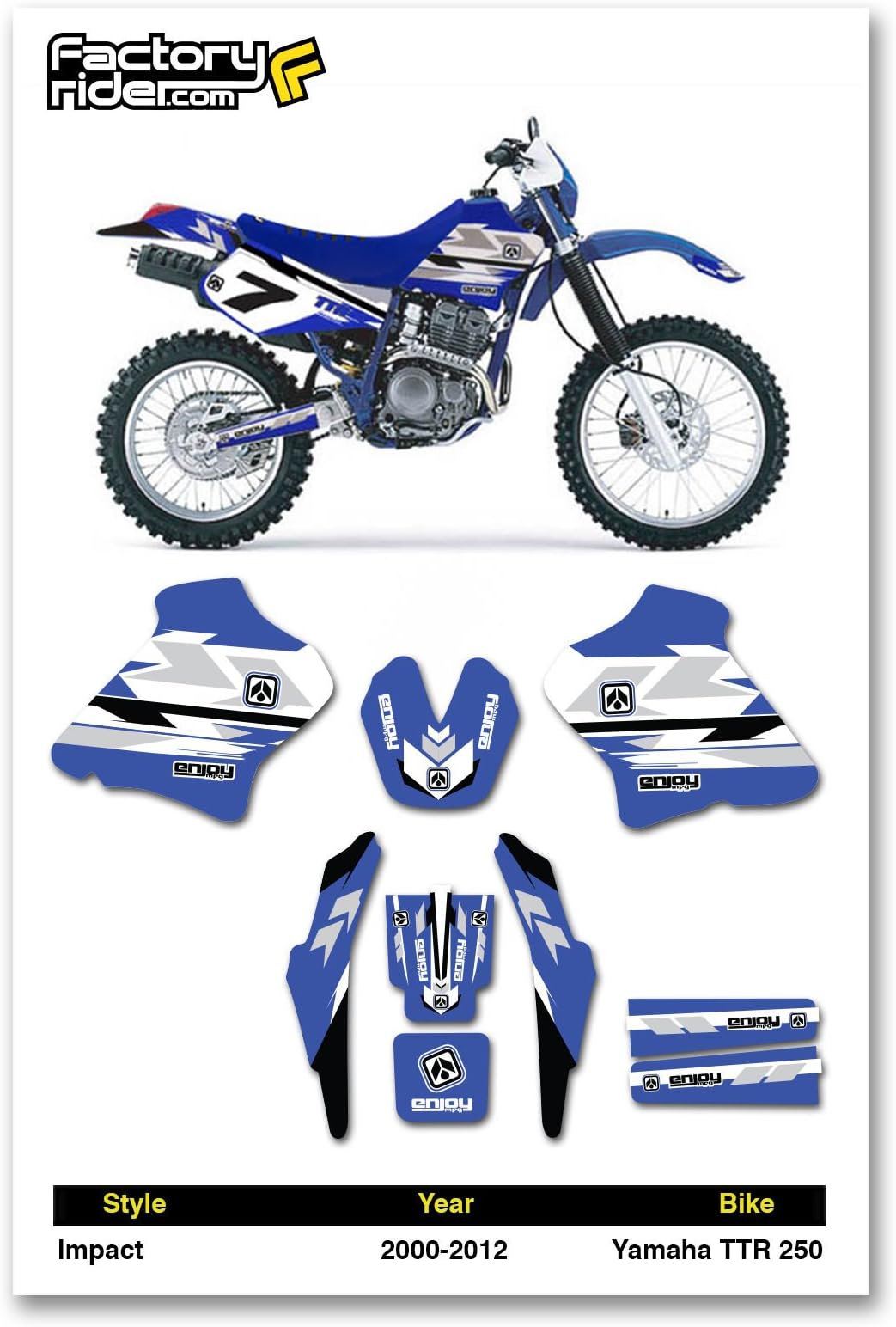 Amazon.com: 2000-2012 YAMAHA TTR 250 TTR250 Dirt Bike Graphics Kit ...