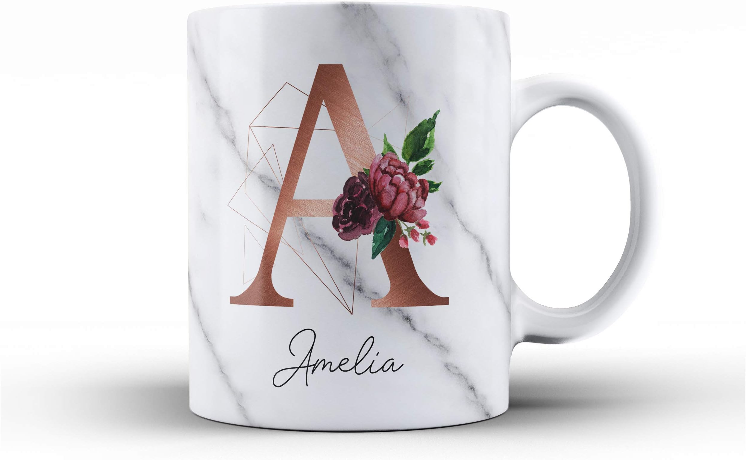 Studio RB Personalised Marble/Pattern Mug. 16. Grey Marble with Gold ...