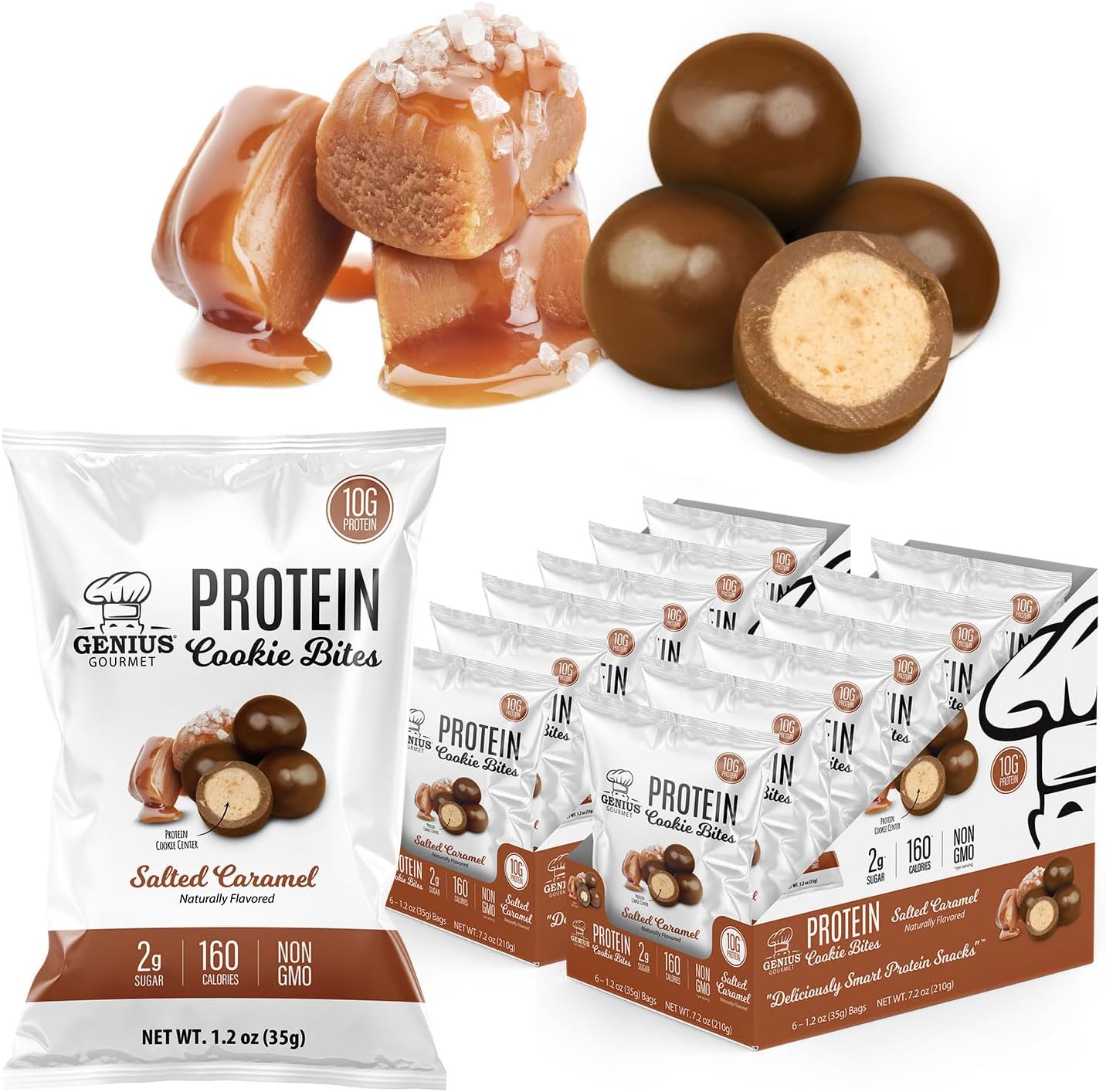 Amazon.com : Genius Gourmet Protein Cookie Bites Salted Caramel - 10g ...