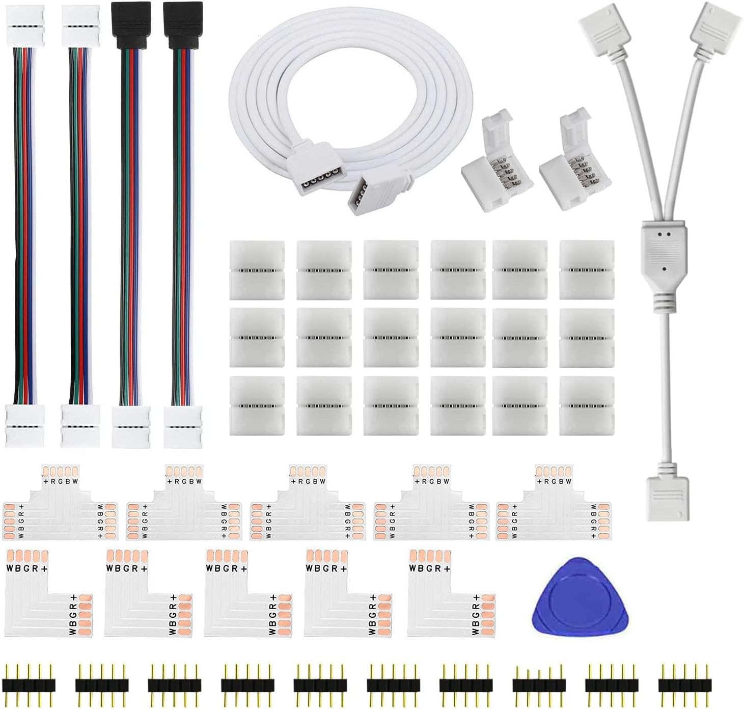 ENQIMAOYI 5pin 12mm RGBW Connectors,LED Light Strip Connector Includes ...