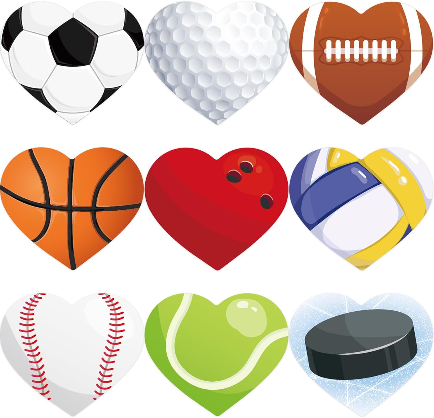 Amazon.com: 500Pcs Sports Stickers Heart Shaped Ball Stickers Roll for ...