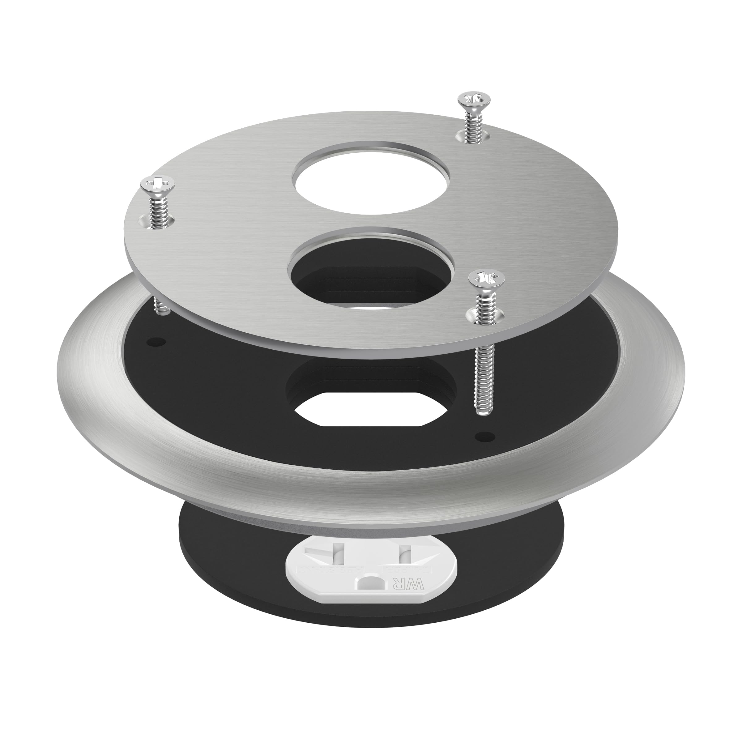 ENERLITES 4” Diameter Flush Round Cover Plate with 20A Duplex Tamper ...