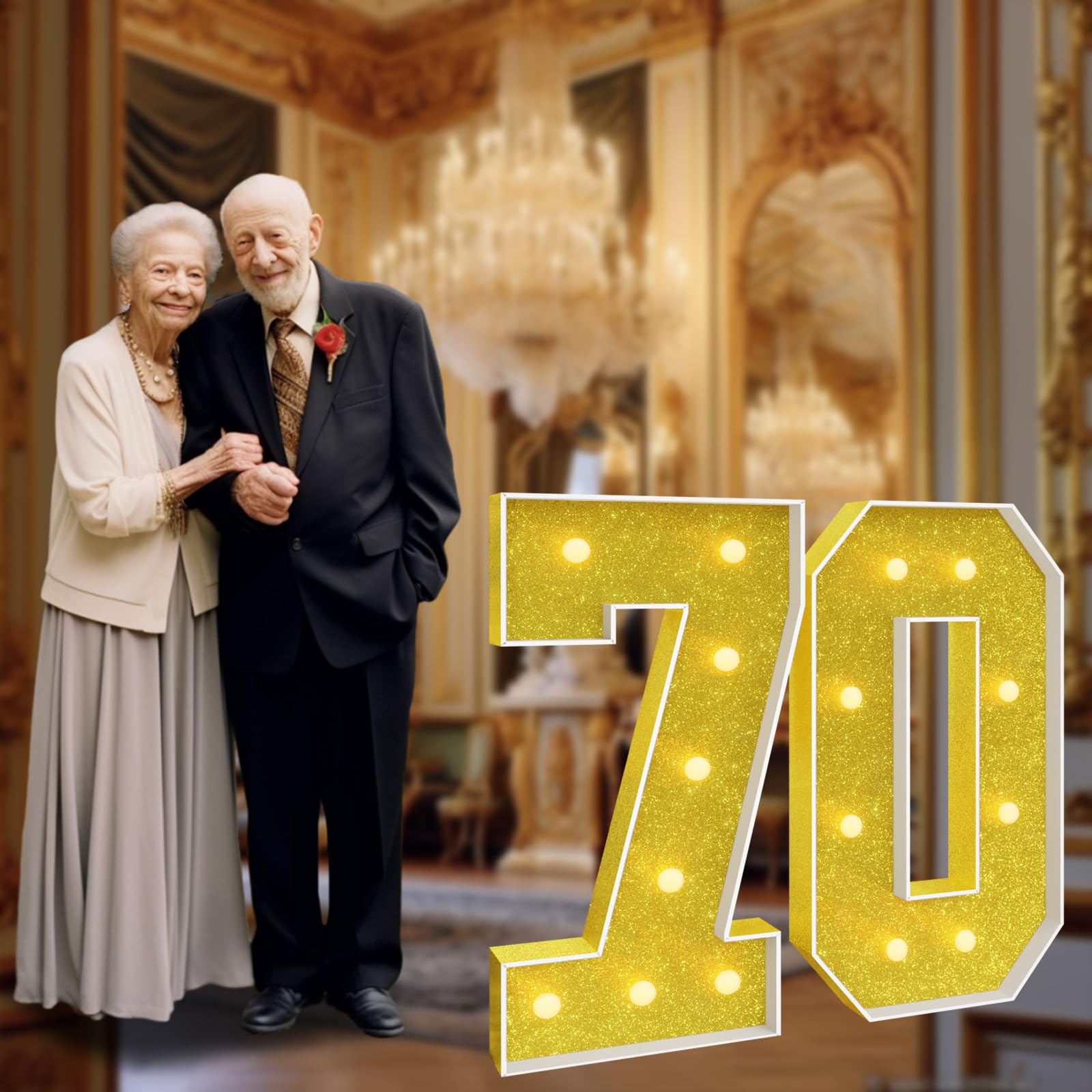 Snapklik.com : Imprsv 3FT Gold 70th-Birthday Decorations Numbers: 70th ...