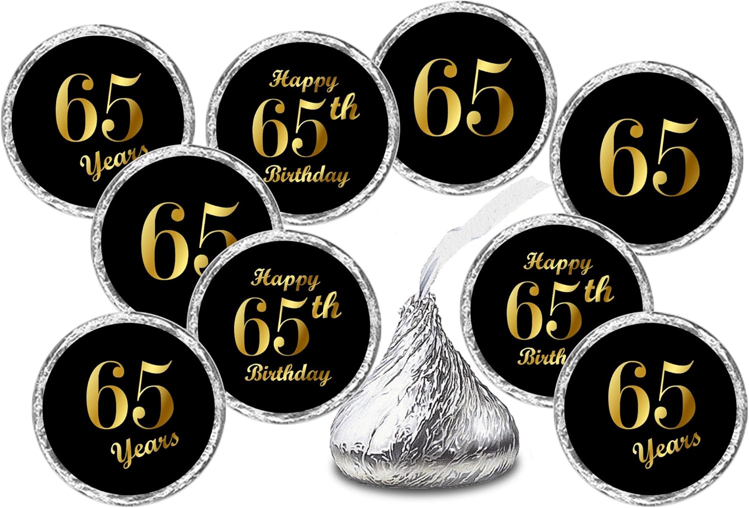 Amazon.com: 65th Birthday Black Kisses Stickers, (Set of 216) Chocolate ...