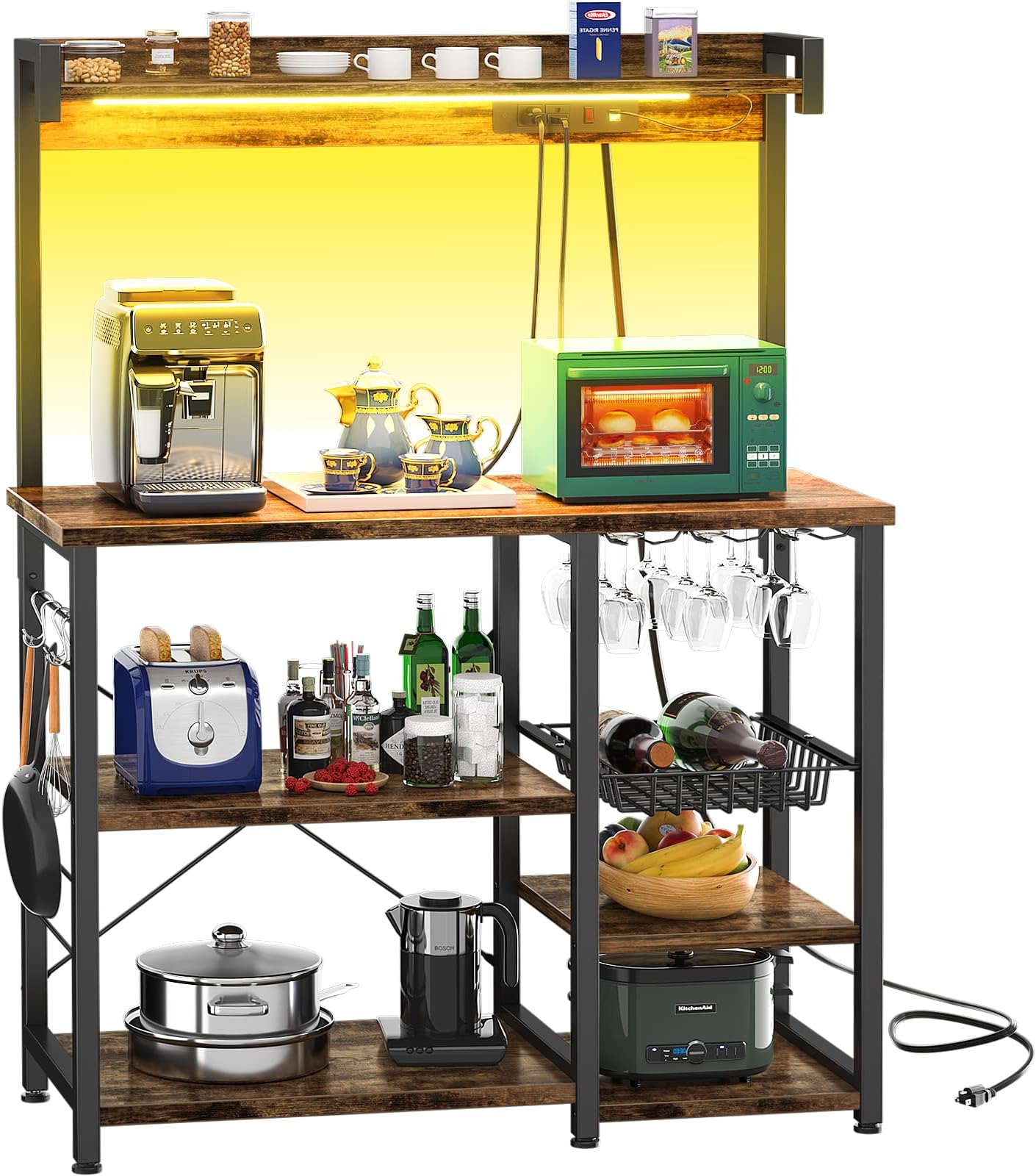 Amazon.com - Fancial Bakers Rack with Power Outlet and LED Light ...